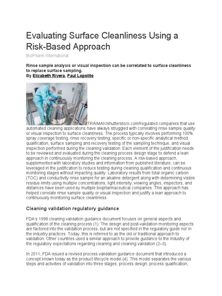 Evaluating Surface Cleanliness Using A Risk-Based Approach | PDF ...