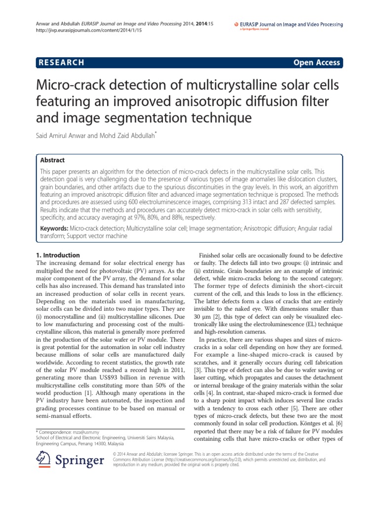 Micro-Crack Detection of Multicrystalline Solar Ce | PDF | Image Segmentation | Solar Cell