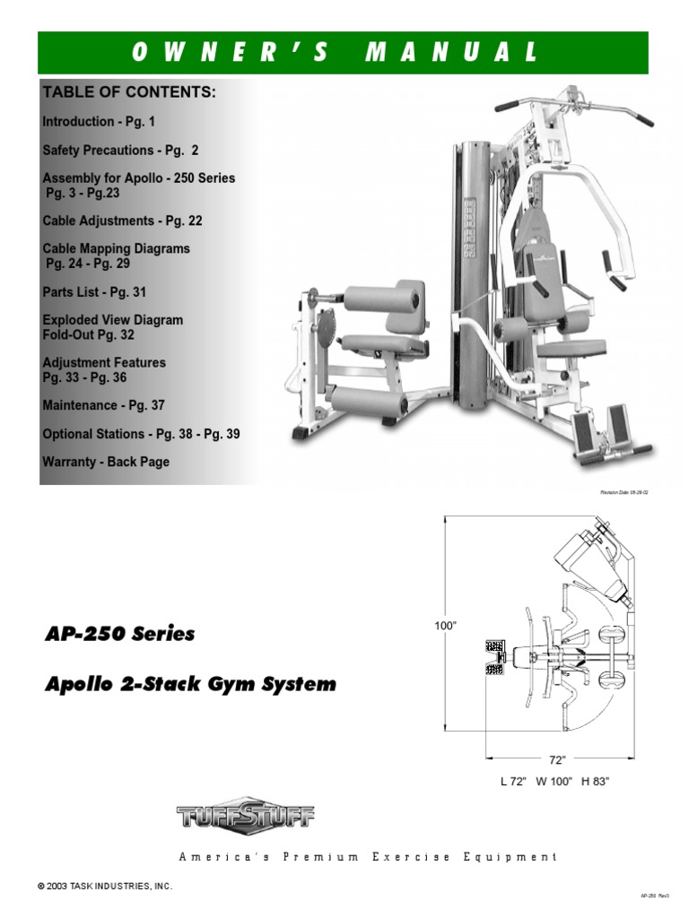 TuffStuff Apollo (AP-250) Owner's Manual | PDF | Screw | Nut (Hardware)