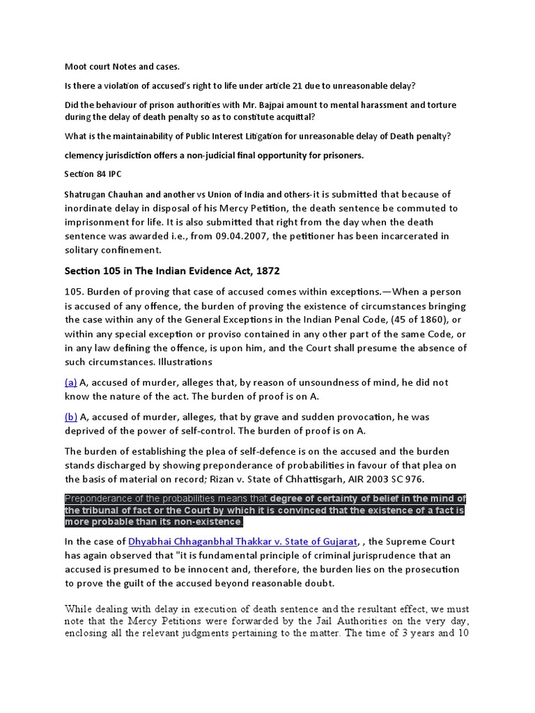 Moot Court Notes and Cases | PDF | Insanity Defense | Supreme Court Of ...