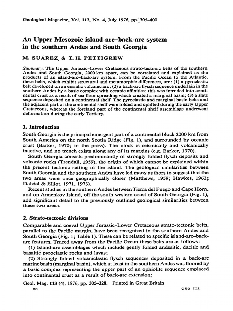 Suárez & Pettigrew (1976) | PDF | Geological Processes | Plate Tectonics