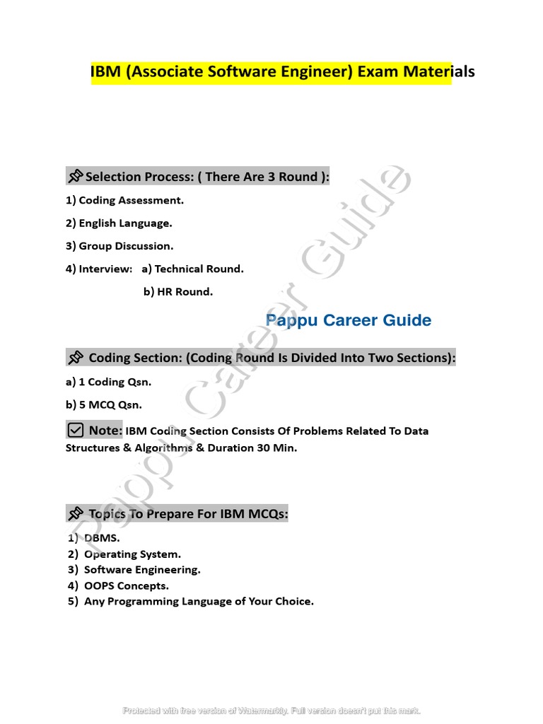 Pappu Career Guide Ibm Latest Placement Materials 2023 Descargar Gratis Pdf Computer