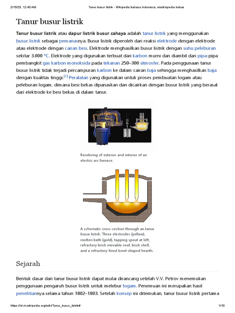 Tanur Busur Listrik - Wikipedia Bahasa Indonesia, Ensiklopedia Bebas | PDF