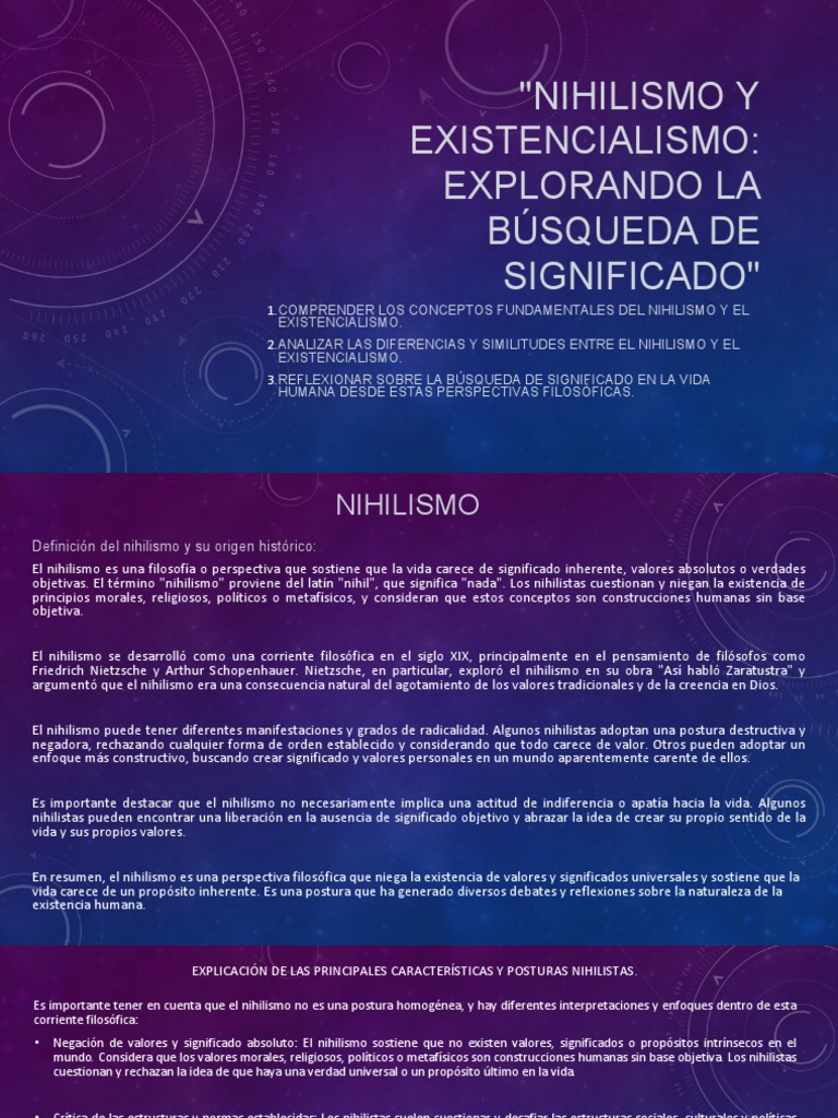 Nihilismo y Existencialismo: Significados Clave | PDF | Existencialismo ...