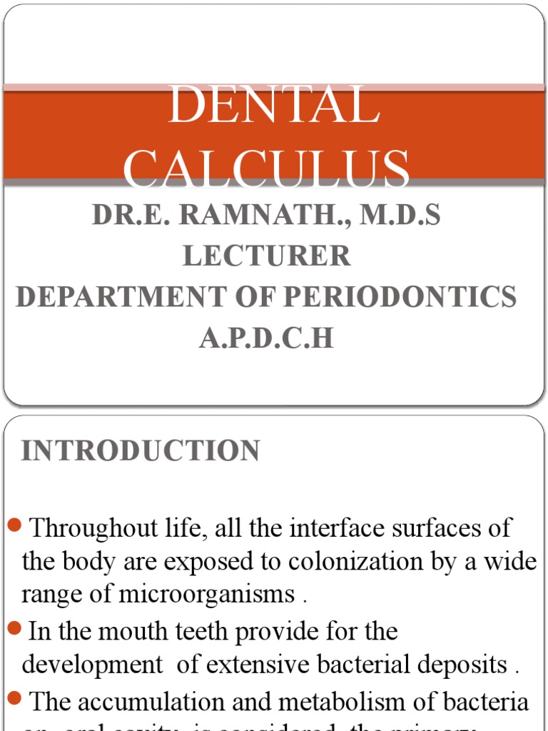 Dental Calculus | PDF | Periodontology | Calcium