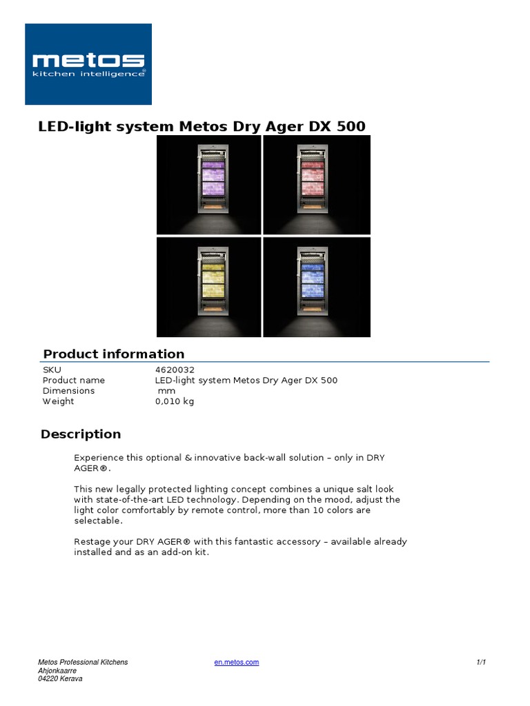 Led Light System Metos Dry Ager DX 500 | PDF | Technology & Engineering