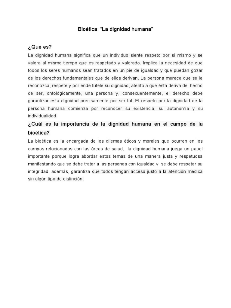 Bioética_ “La dignidad humana” | PDF