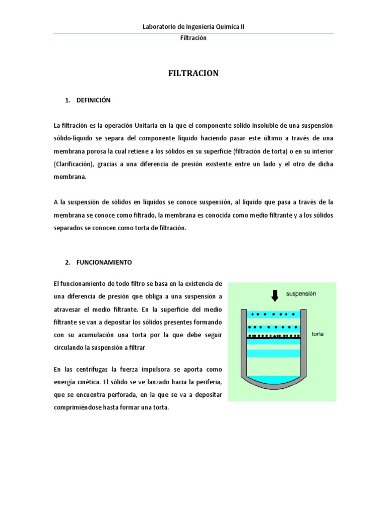 Definición y Proceso de Filtración | PDF | Filtración | Procesos ...