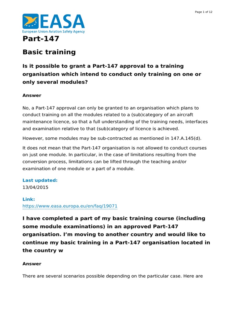 EASA - Part147 | PDF | Audit