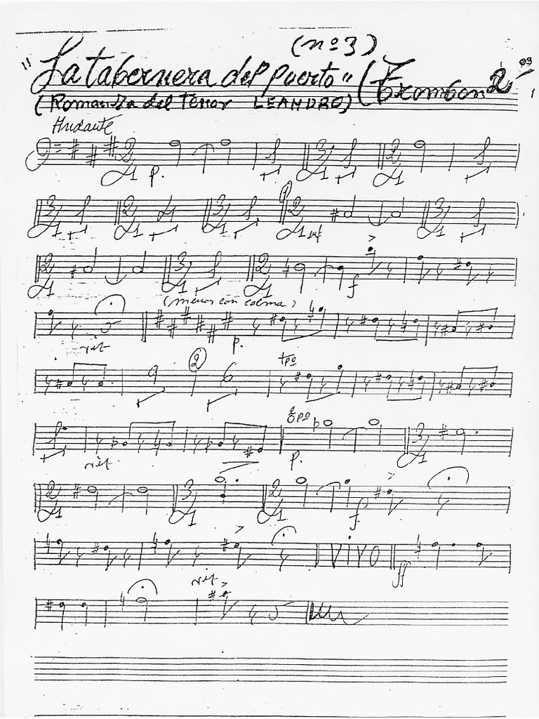 La Tabernera de Puerto - No Puede Ser - Violoncel | PDF