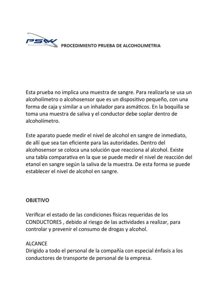 Protocolo Alcoholimetria | PDF | Etanol