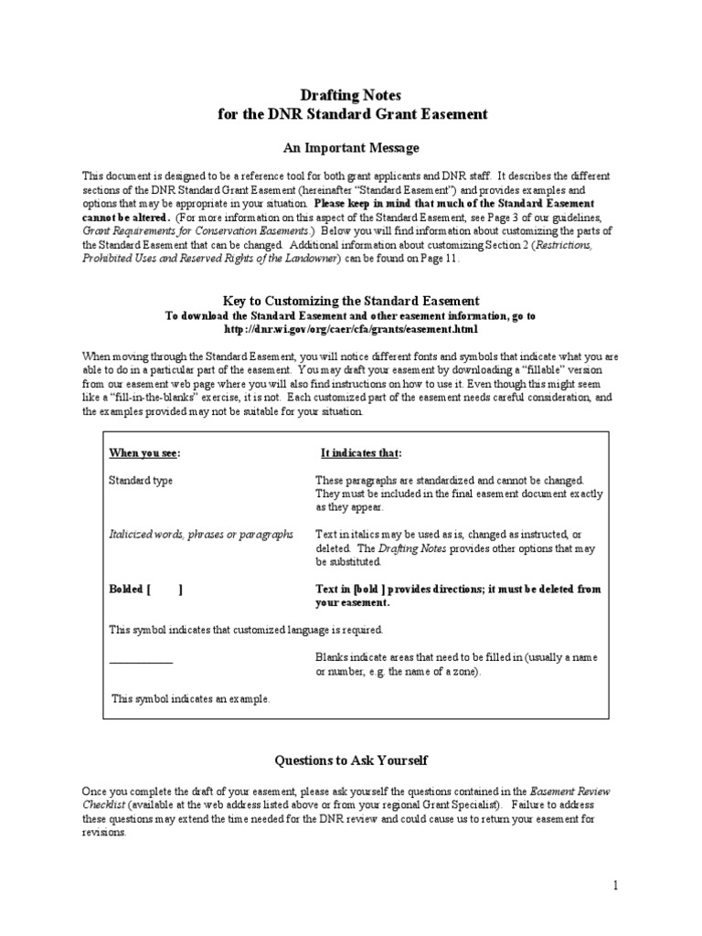 Drafting Notes | PDF | Easement | Wetland