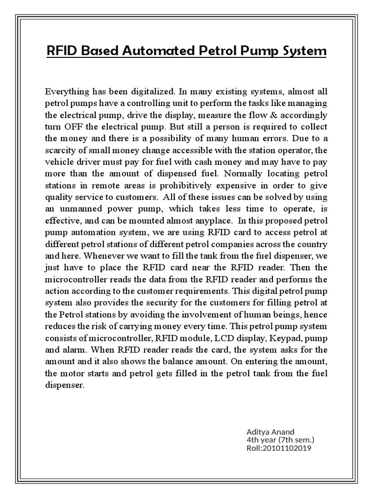 RFID Automated Petrol Pump System | PDF