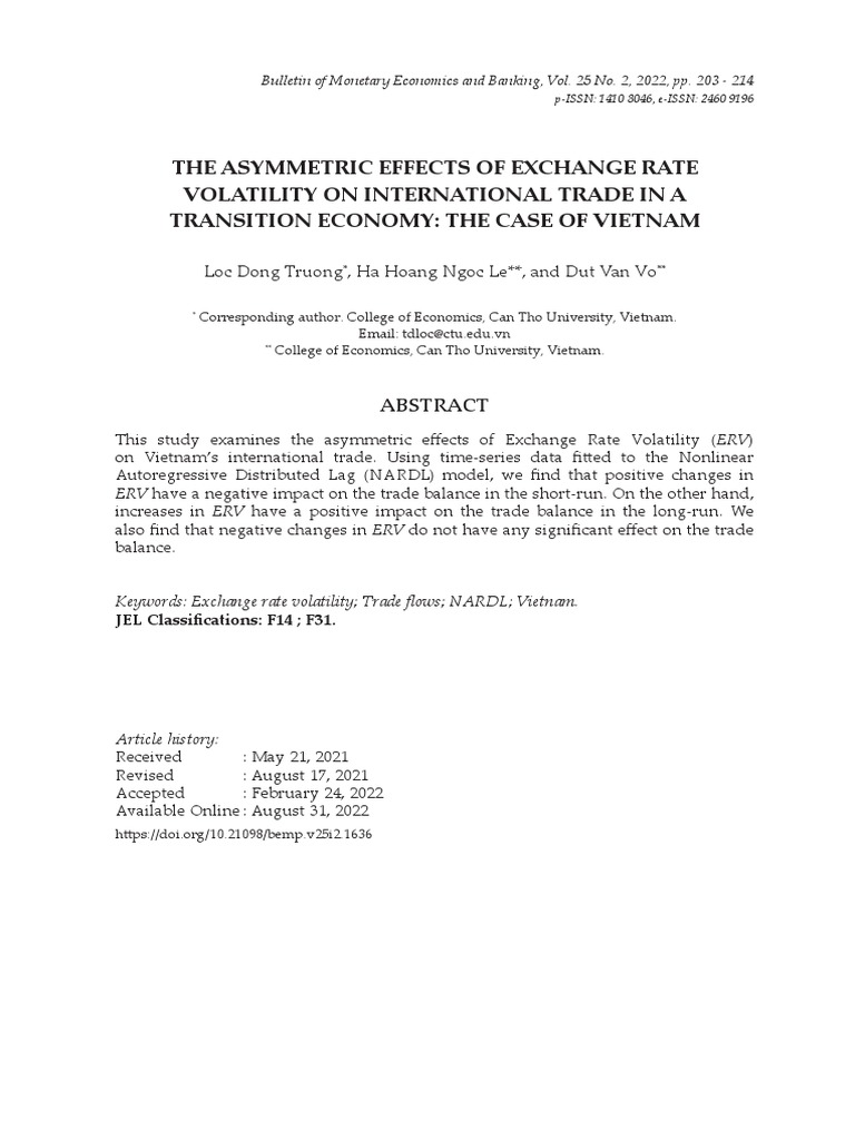Case Study articleTHE ASYMMETRIC EFFECTS OF EXCHANGE RATE VOLATILITY ON ...