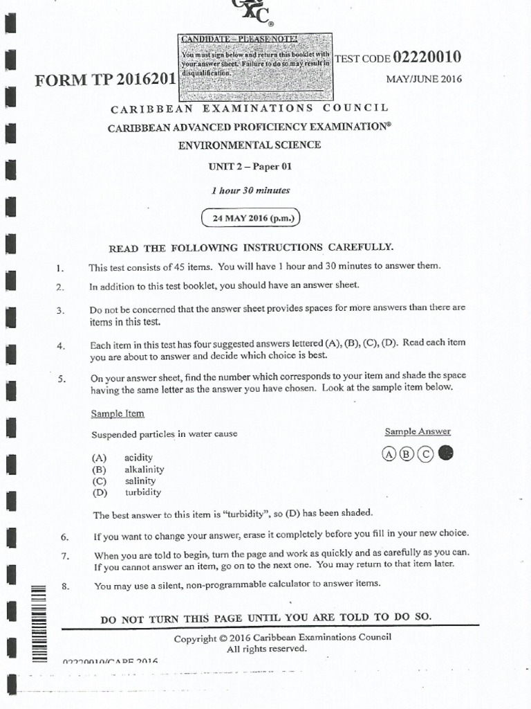 Cape-Environmental Science U2 P1 2016 | PDF