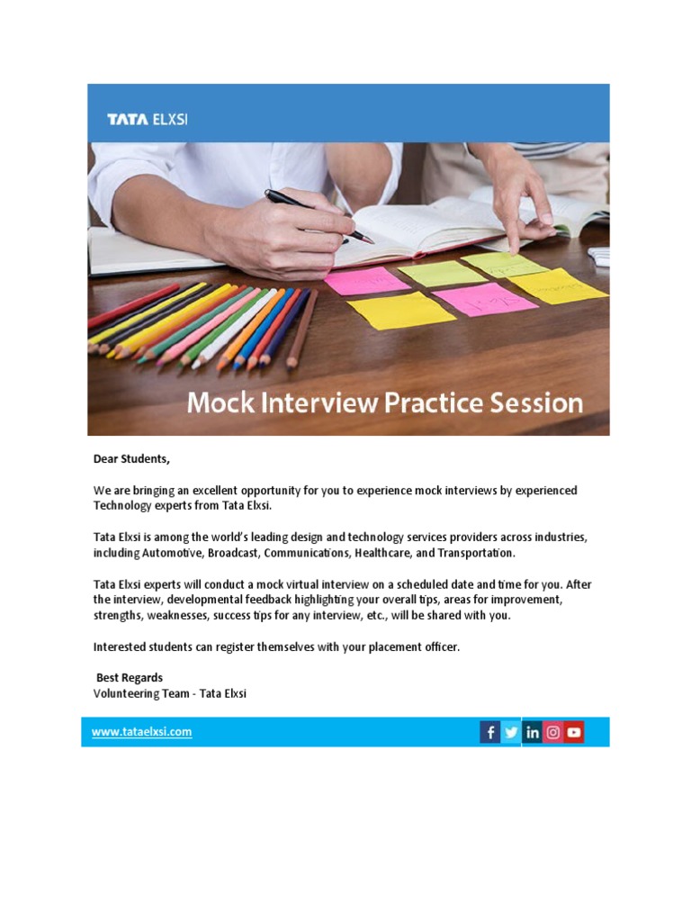 Mock Interview Practice Session by Tata Elxsi Experts | PDF