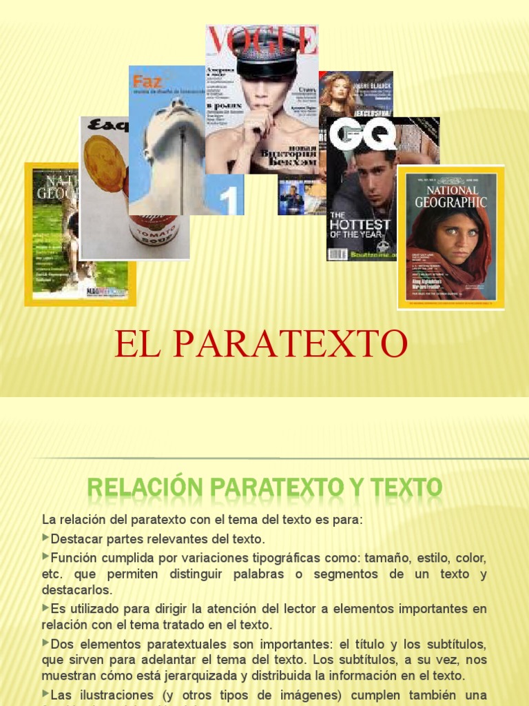 El Paratexto | PDF | Comunicación escrita | Escritura