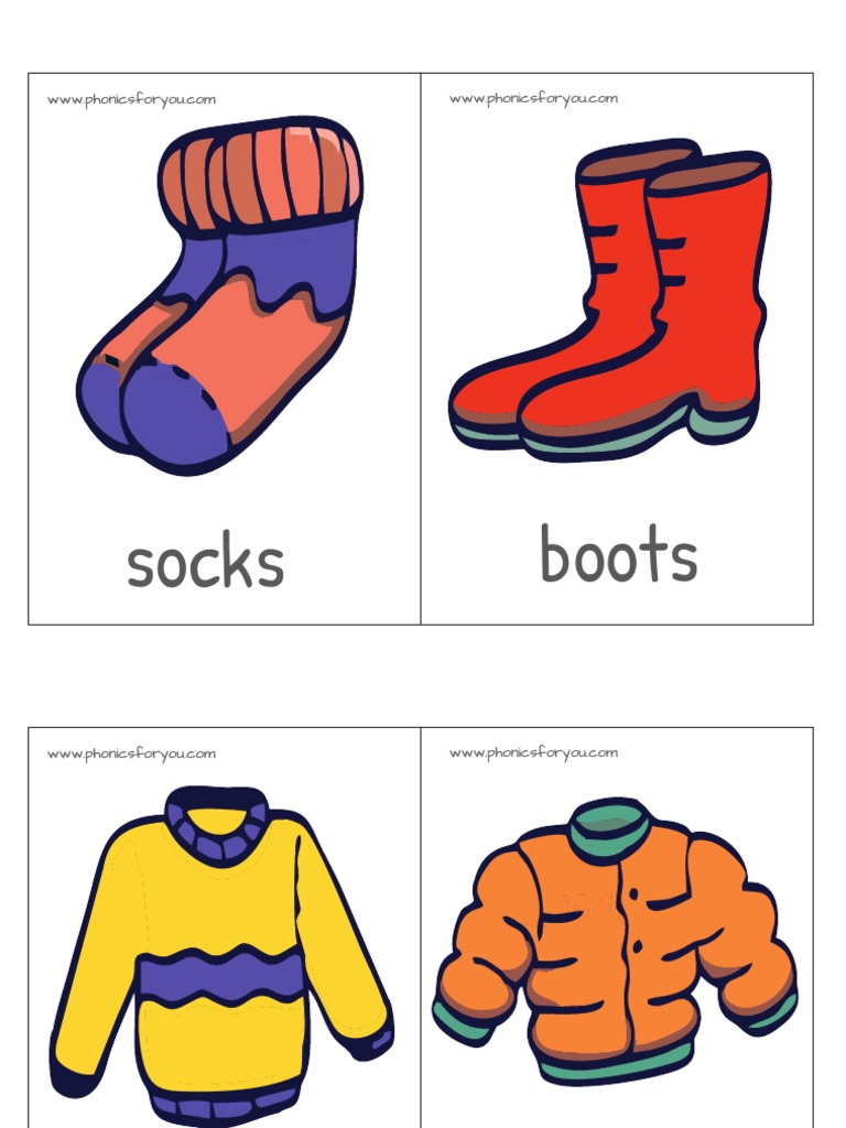 Winter Clothes Flashcards for Kids | PDF