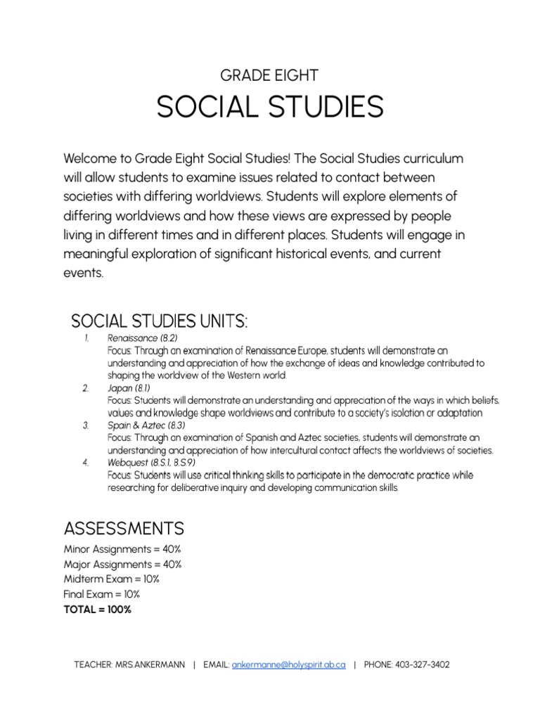2023 2024 Social Studies Outline | PDF | Teachers