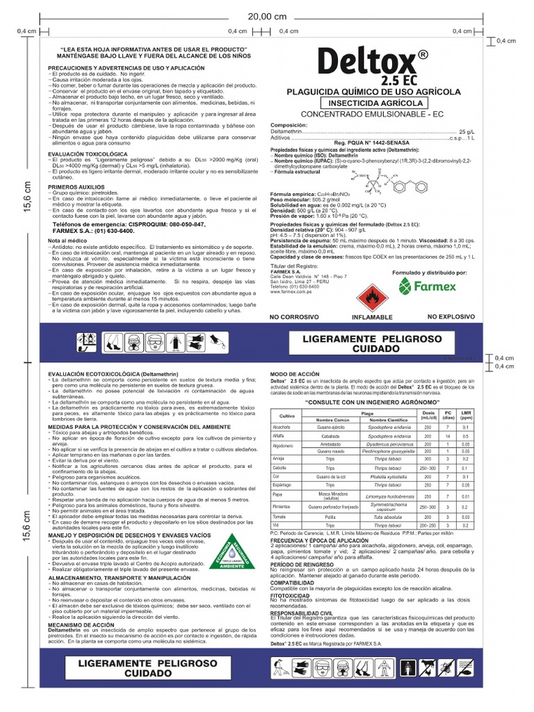 Deltox 2.5 EC Etiqueta | PDF