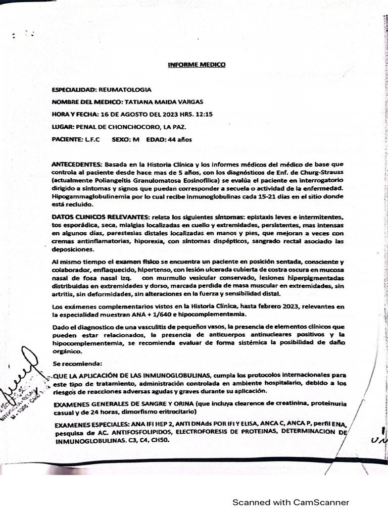 informe médico Luis Fernando Camacho | PDF