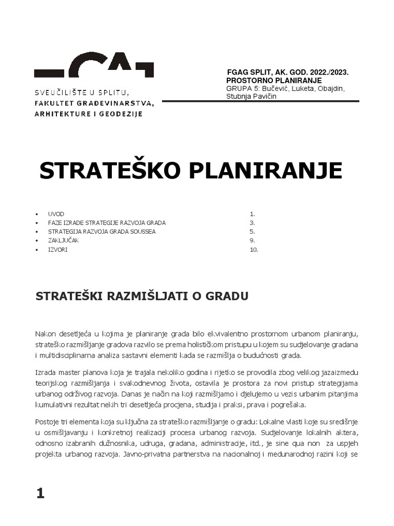 Prostorno Planiranje Seminar 3 - Grupa 5 | PDF
