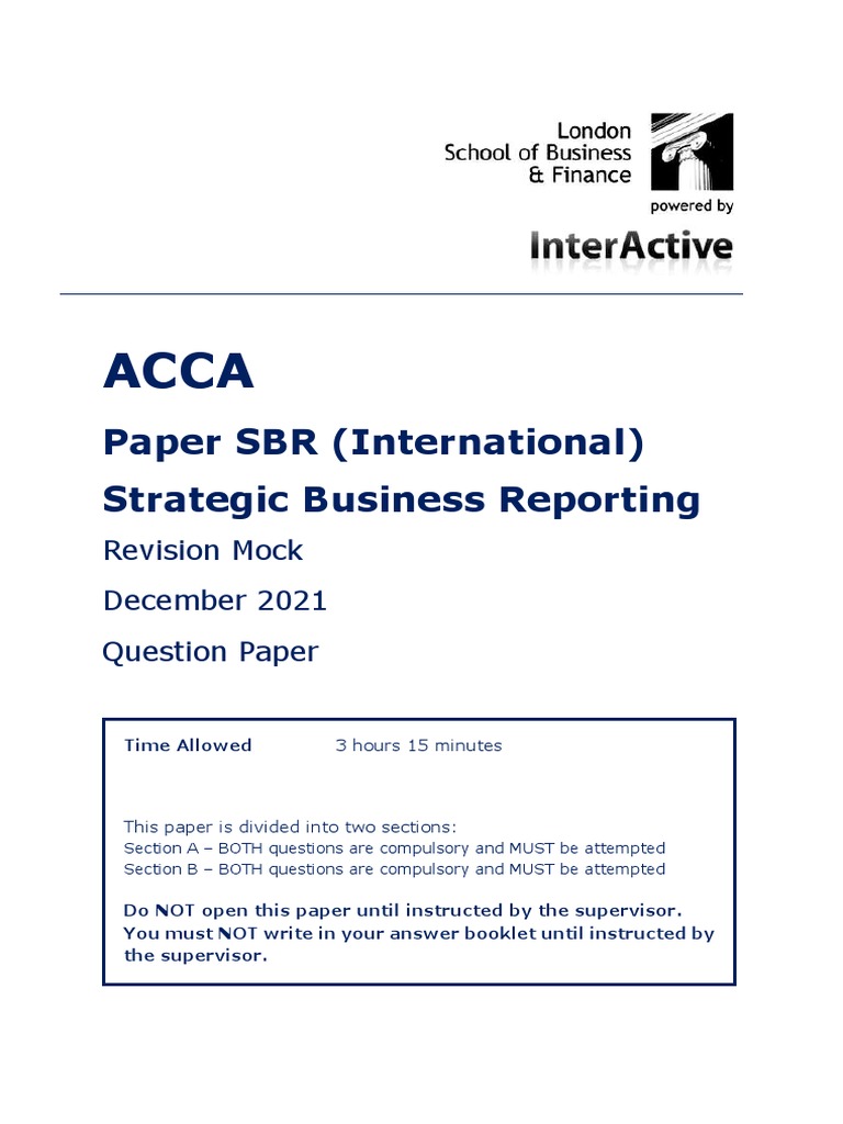 SBR Mock Questions | PDF | Bonds (Finance) | International Financial ...
