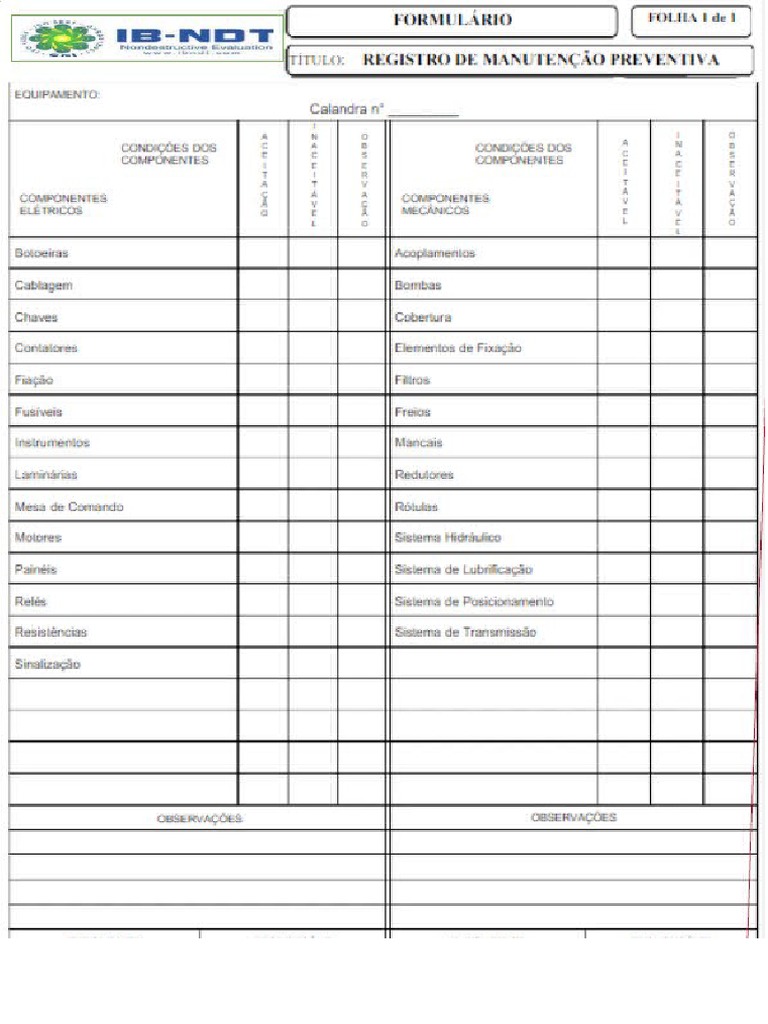 Check List Calandra | PDF