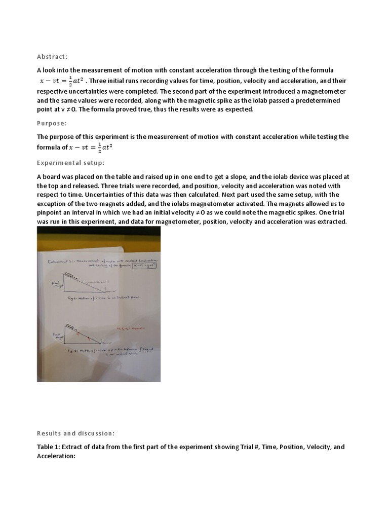 Labreport 2 | PDF | Acceleration | Velocity