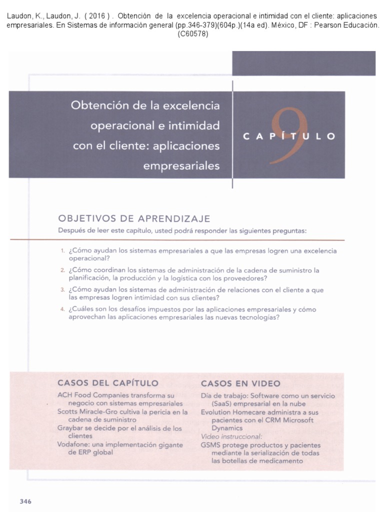 Objetivos de Aprendizaje: Casos Del Capítulo Casos en Video | PDF | Planificación de recursos ...