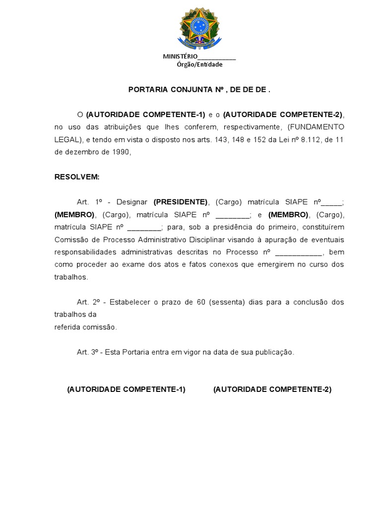 Modelo de Portaria - Instauração Conjunta | PDF