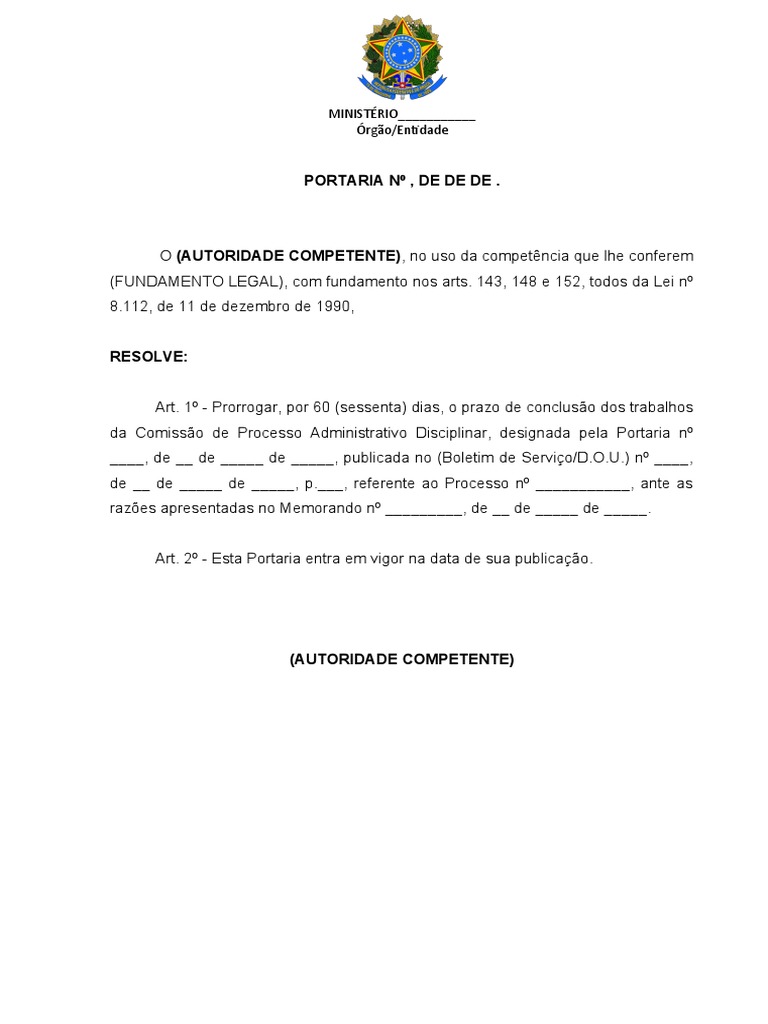 Modelo de Portaria - Prorrogação | PDF