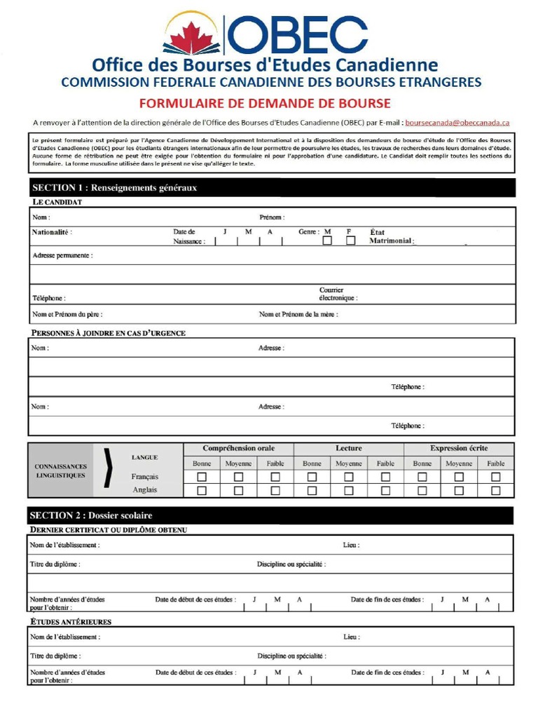 Formulaire de Demande de Bourse-2- 5 | PDF