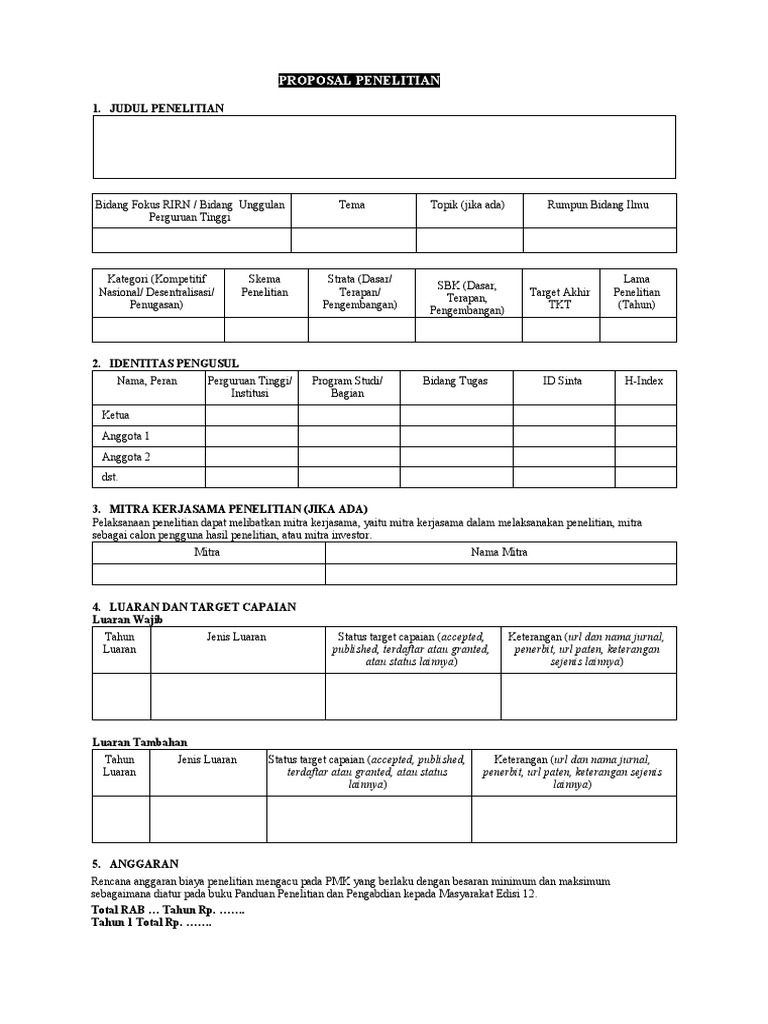 Draf Format Proposal Penelitian 2022 | PDF