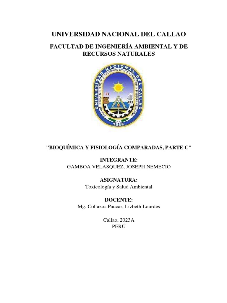 Comentario Bioquimica y Fisiologia - Gamboa Velasquez Joseph | PDF ...