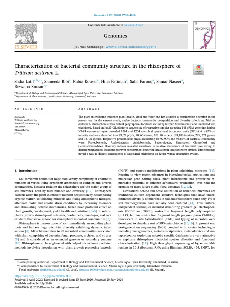 Characterization of Bacterial Community Structure in The Rhizosphere of | PDF | Polymerase Chain ...