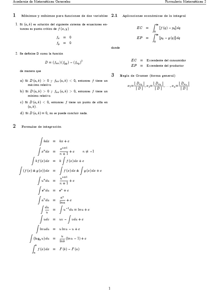 Formulario Matemáticas II | PDF | Álgebra | Conceptos matemáticos