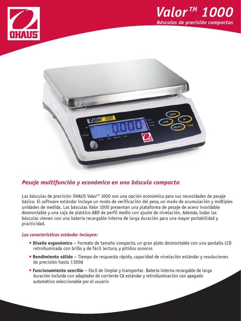 Balanz OHAUS VALOR 1000 | PDF | Kilogramo | Informática