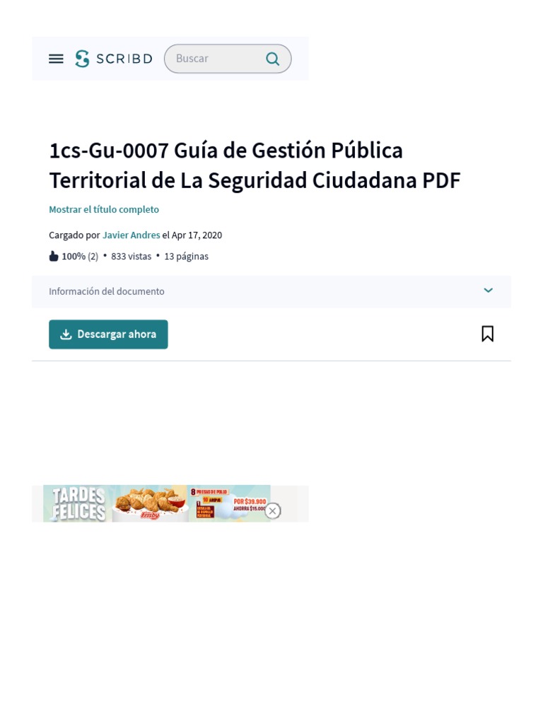 1cs-Gu-0007 Guía de Gestión Pública Territorial de La Seguridad Ciudadana PDF - PDF - Policía ...