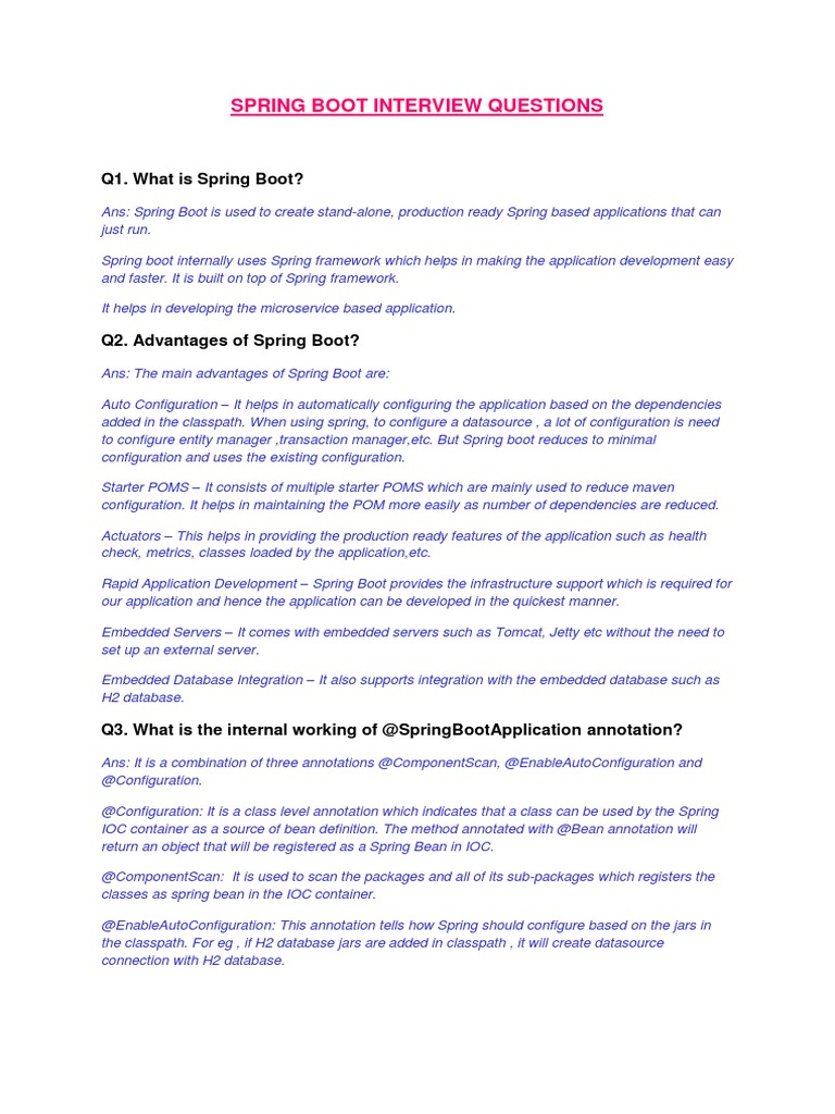 Spring Boot Interview Question | PDF | Spring Framework | Class ...