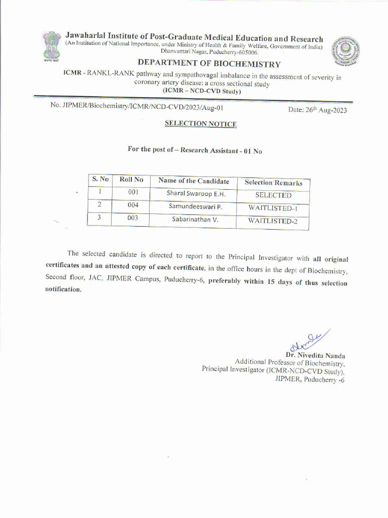 Selection Notice | PDF