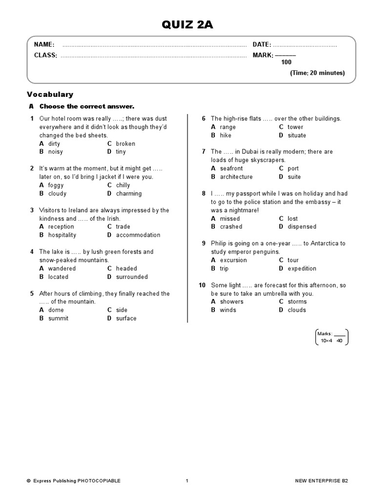 04 ENTERPRISE B2 NEW Quiz 02A | PDF