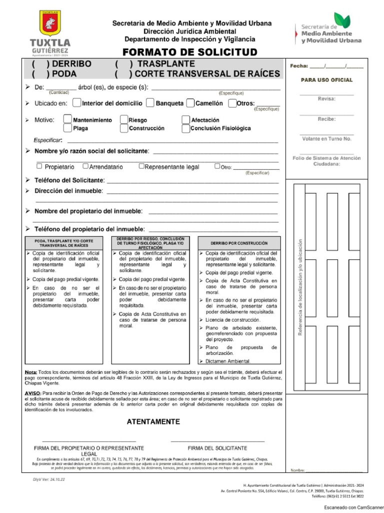 Formato de Solicitud de Derribo y Poda Con Aviso de Privacidad 2021-2024 | PDF