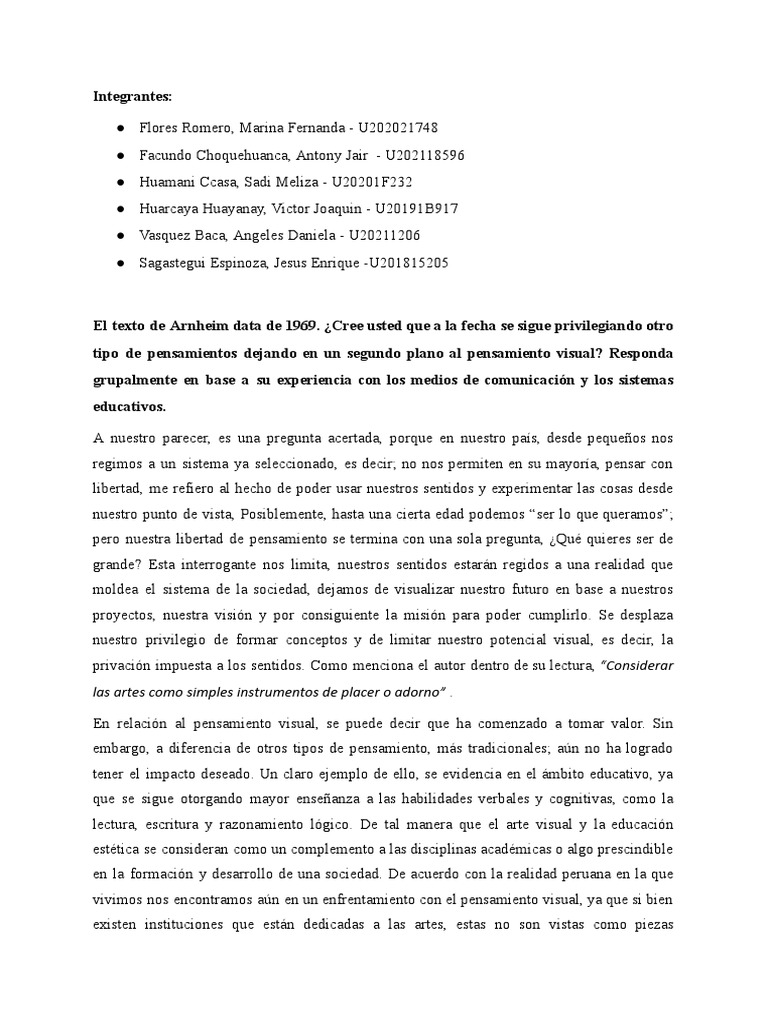 Foro 1_Pensamiento Visual | PDF