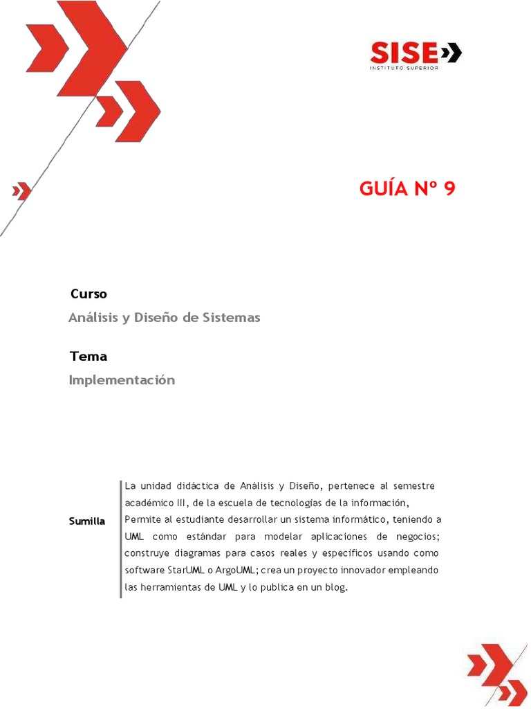 Guía 9 Análisis y Diseño de Sistemas | PDF | Lenguaje de modelado unificado | Software
