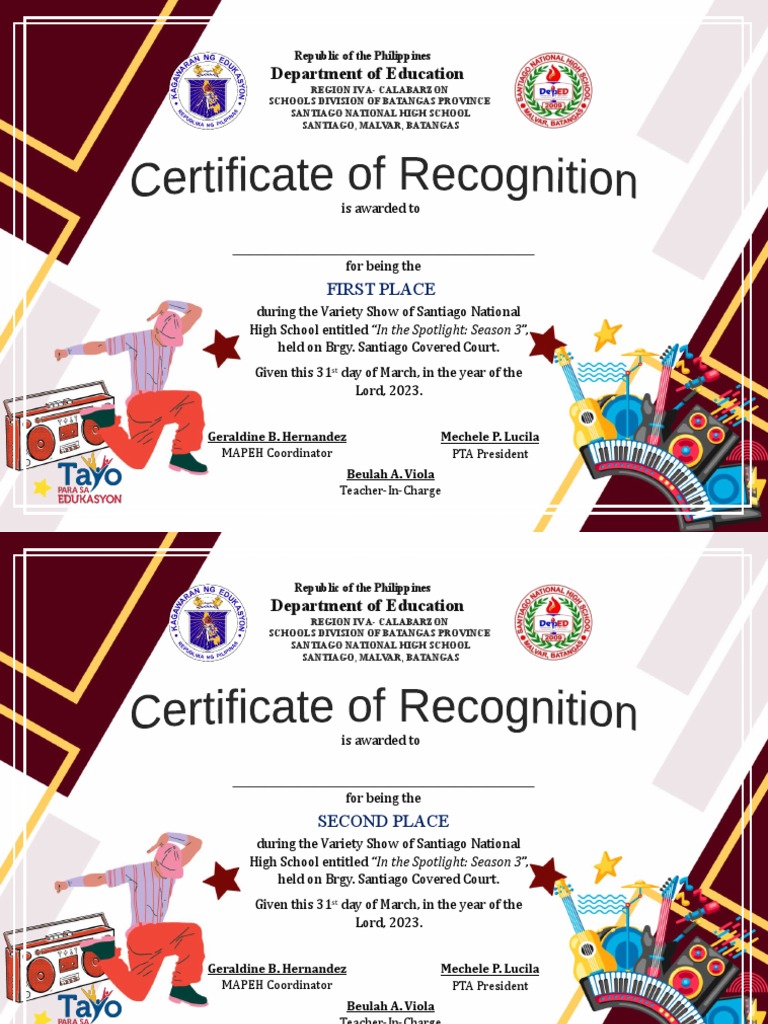 Certificate of Recognition | PDF | Philippines