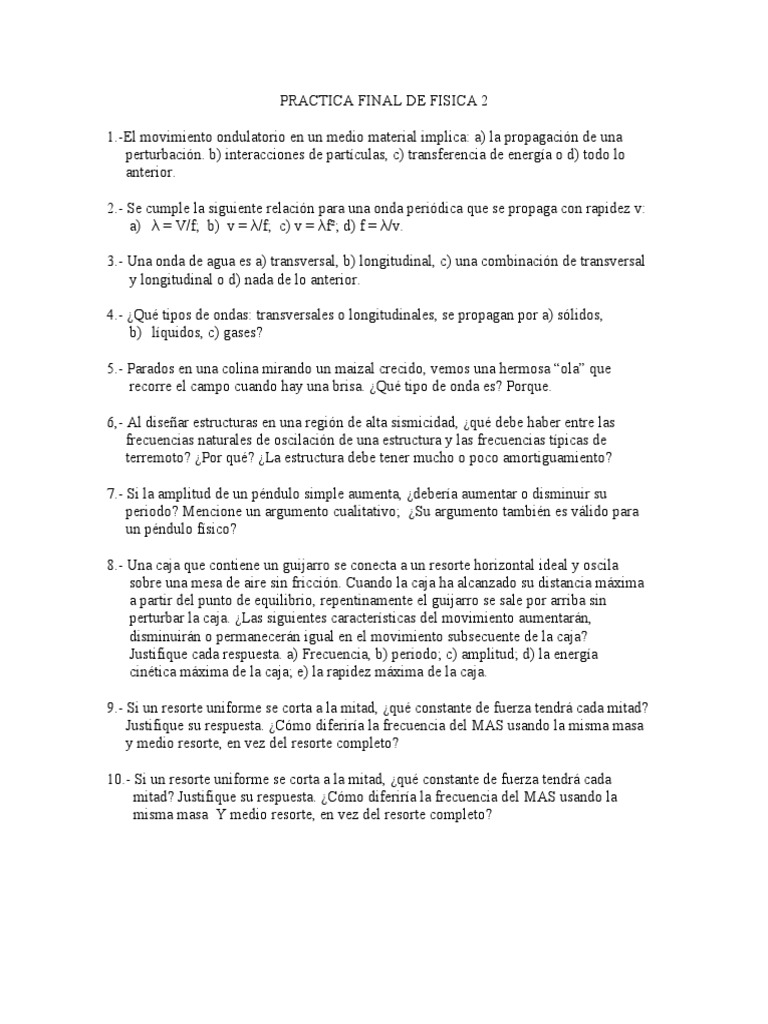 Practica Final Fisica 2 | PDF | Olas | Frecuencia