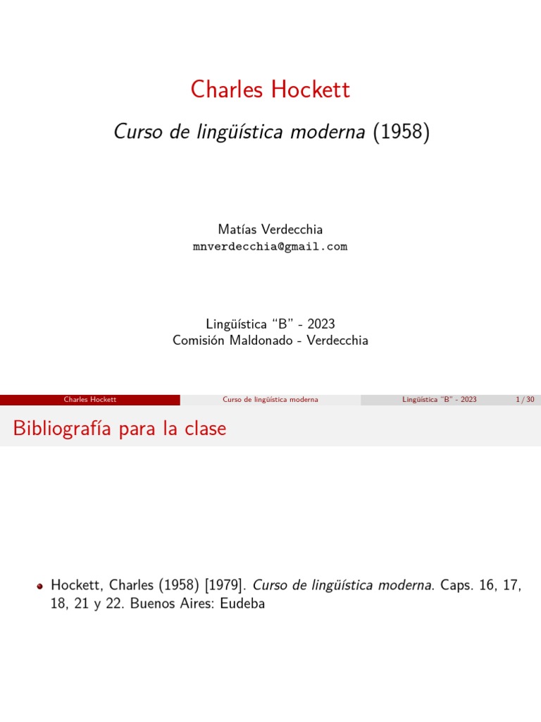 PresentaciÃ N - Hockett | PDF | Oración (Lingüística) | Predicado ...