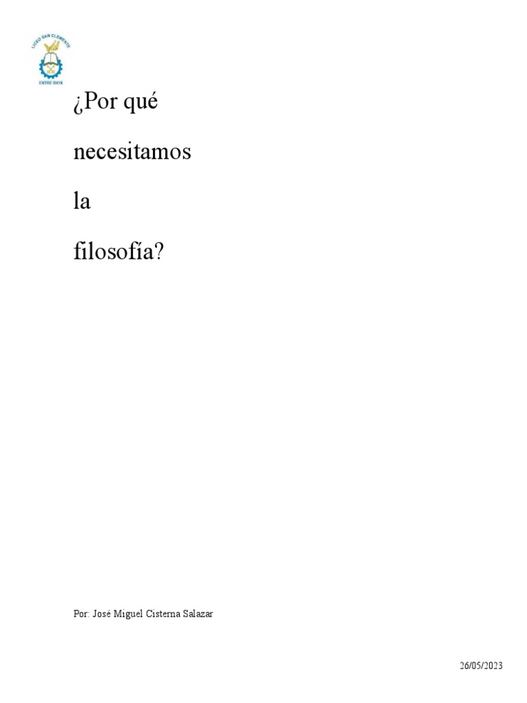 Por Que Necesitamos La Filosofia | PDF | Pensamiento crítico | Pensamiento Por Que Necesitamos La Filosofia | PDF | Pensamiento crítico | Pensamiento