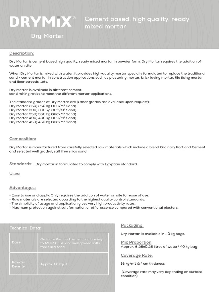 Dry Mortar | PDF | Mortar (Masonry) | Cement